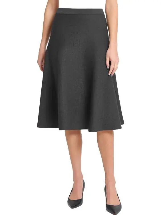 Ming Wang Knit Flare Midi Skirt - Granite