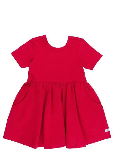 RUFFLEBUTTS Short Sleeve Skater Dress - Red