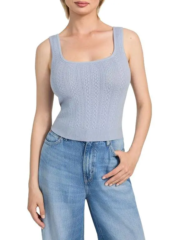Guess Lyla Pointelle Crop Sweater Tank - Nimbus Blue
