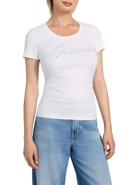 Guess Logo Script T-shirt - Pure White
