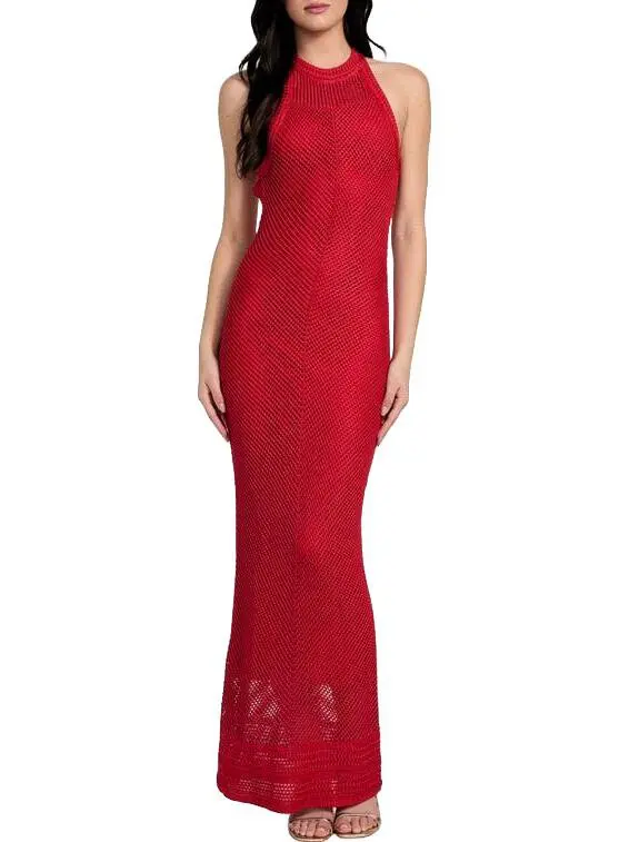 Guess Vaeda Knit Halter Dress - Real Red