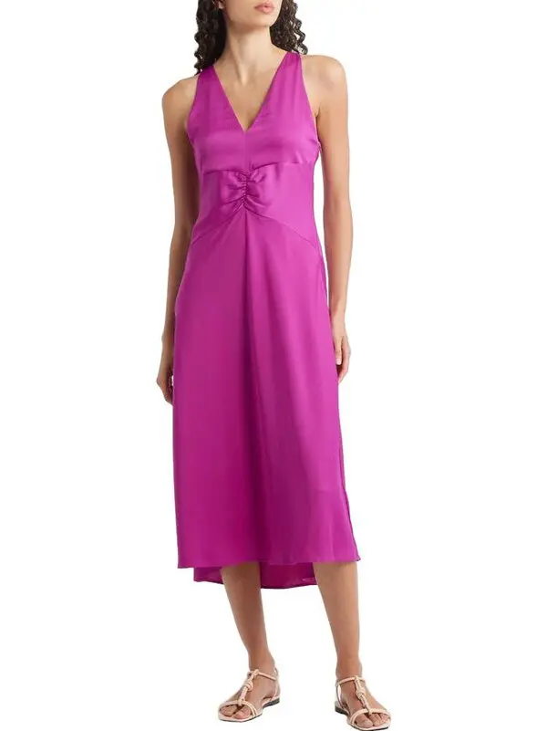 Hugo Boss Diclan Sheer-back Satin Dress - Magenta