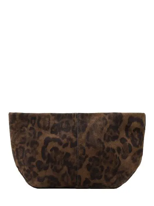ALLSAINTS Hex Leopard Suede East/west Pouch - Leopard Brown