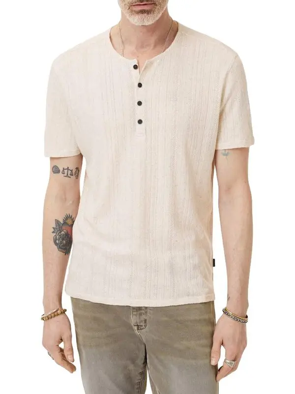 John Varvatos Ciel Variegated Rib Henley - Chalk