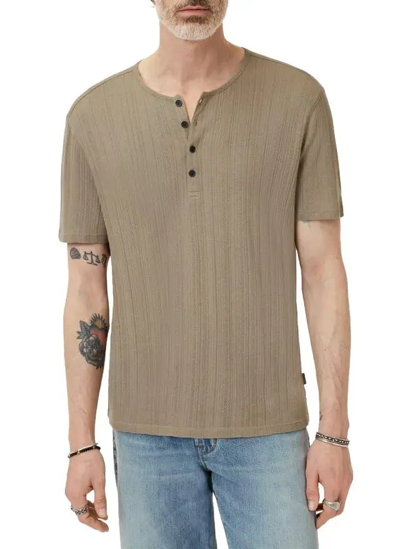 John Varvatos Ciel Variegated Rib Henley - Spruce