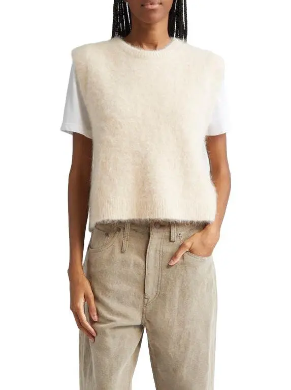 R13 Deep Armhole Alpaca Blend Sweater Vest - Oatmeal