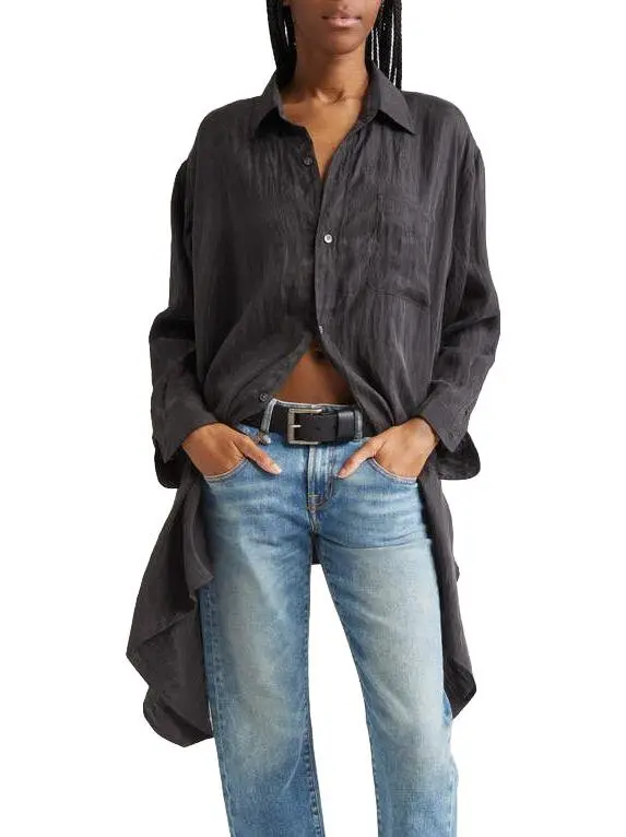 R13 Draped Front Button-up Shirt - Black