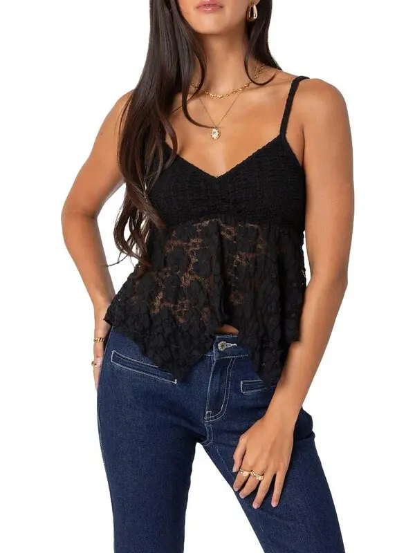 EDIKTED Orchid Lace Camisole - Black