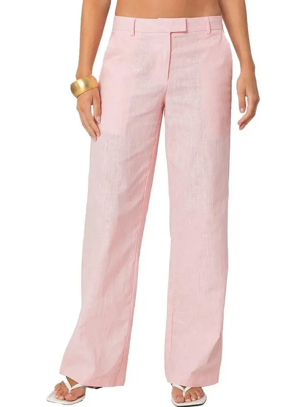 EDIKTED Arya Straight Leg Cotton Pants - Light-pink