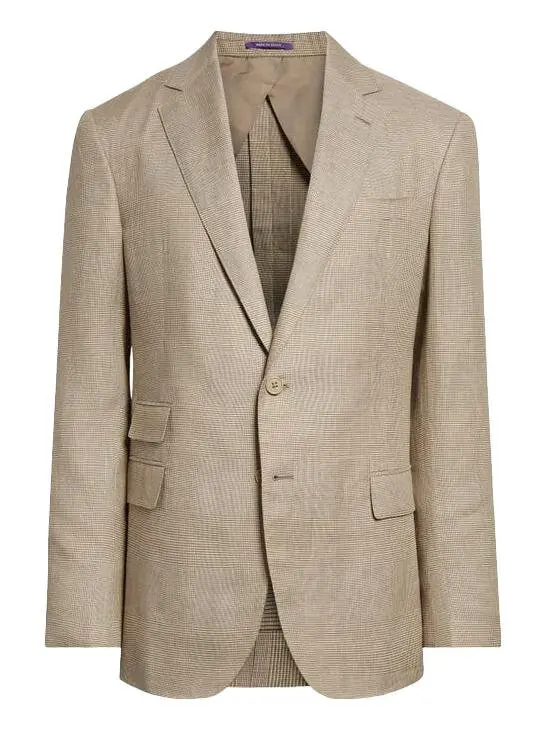 Ralph Lauren Glen Plaid Linen & Silk Sport Coat - Summer Sand/truffle