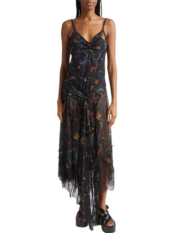 SIEDRES Claudia Floral Print Chiffon Dress - Black Multi