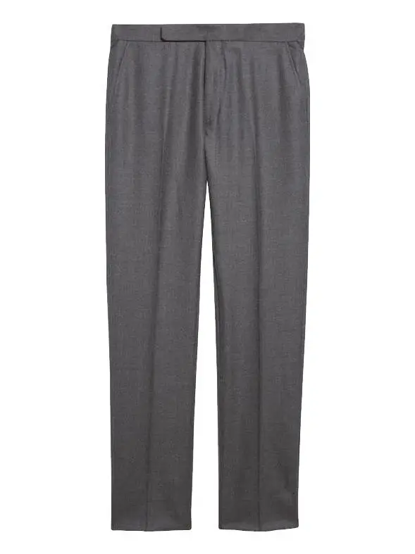 Ralph Lauren Flat-front Worsted Wool Flannel Dress Pants - Medium Grey Heather