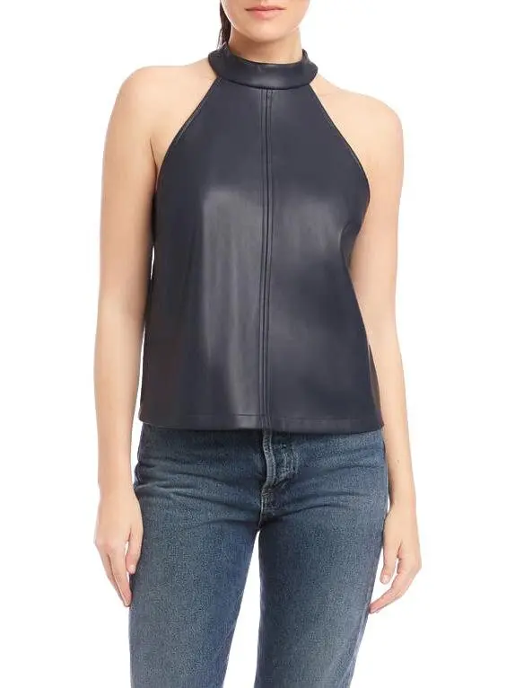 Fifteen Twenty Alexis Faux Leather Top - Navy