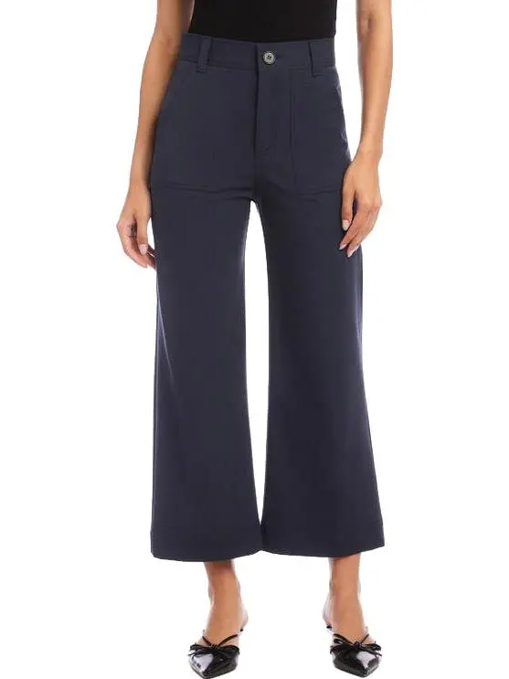 Fifteen Twenty Rylee Stretch Twill Wide Leg Crop Pants - Navy