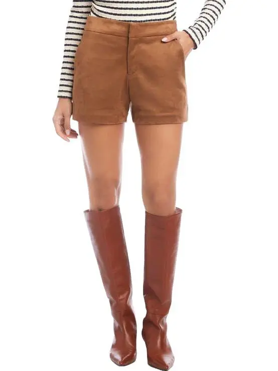 Fifteen Twenty Faux Suede High-waist Shorts - Cognac