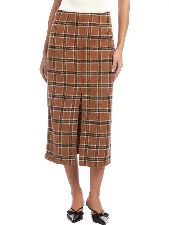 Fifteen Twenty Plaid Midi Skirt - Brown Plaid