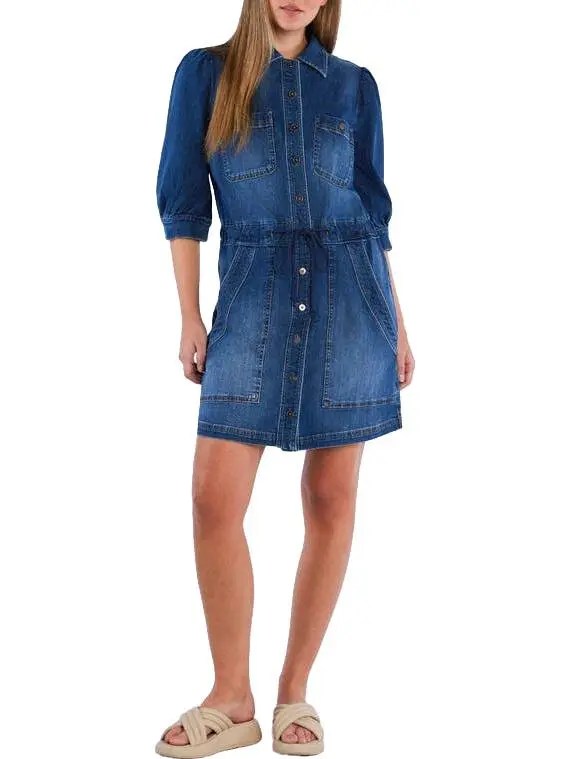 WASH LAB DENIM Utility Shirt Dress - Modern Blue
