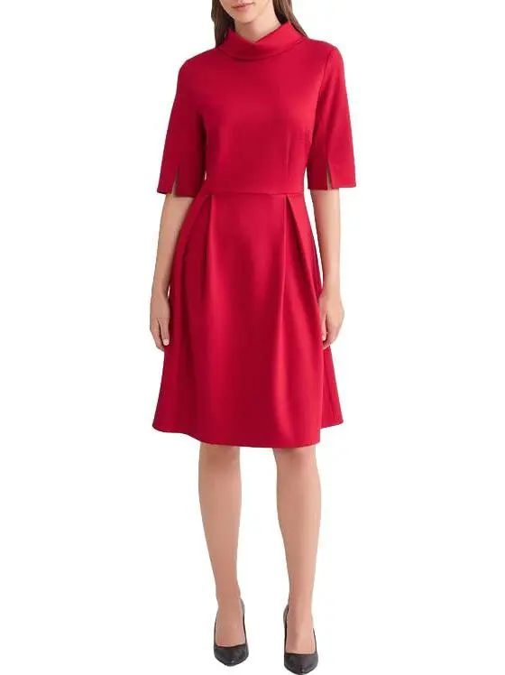 Misook Stretch Ponte Dress - Scarlet Red