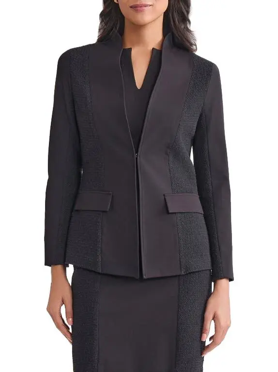 Misook Paneled Ponte Jacket - Black