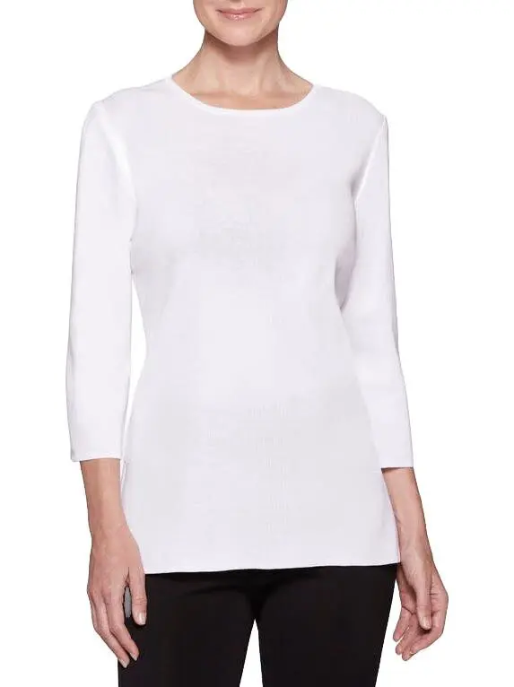 Misook Knit Tunic Top - White