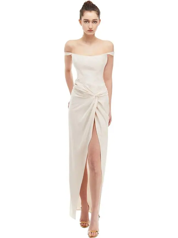 MOTHER OF ALL Sculptured Neckline Maxi Dress - Cream