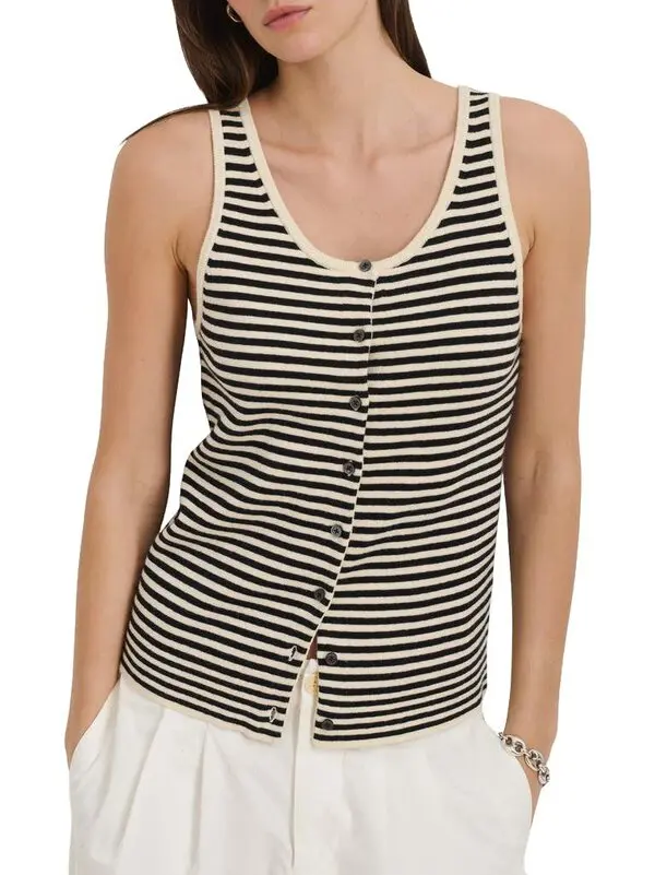 ALEX MILL Louisa Stripe Sweater Vest - Cream/black