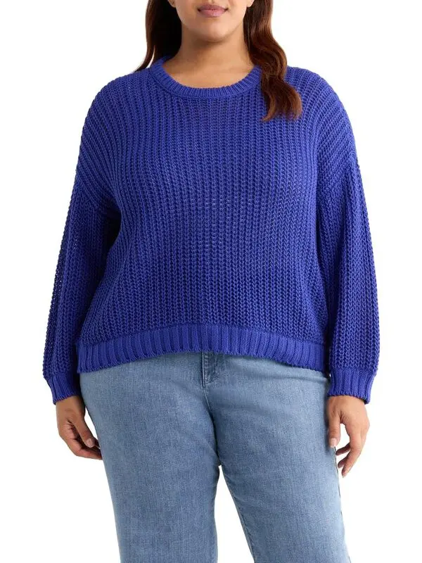 Eileen Fisher Crewneck Organic Cotton Sweater - Royal