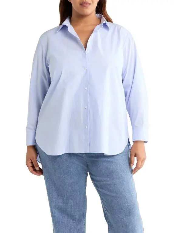 Eileen Fisher Classic Collar Organic Cotton Button-up Shirt - Myrtle