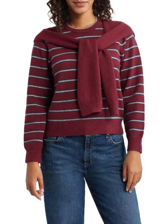 Wit & Wisdom Tie Sleeve Sweater - Wine/grey Multi