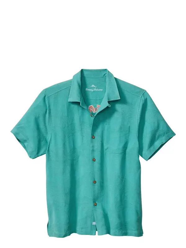 Tommy Bahama Meat Your Maker Floral Jacquard Silk Camp Shirt - Aqua Aloha