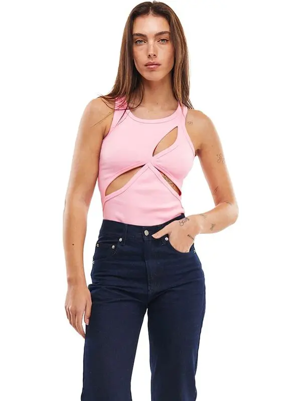 MOTHER OF ALL Ariel Rib Top - Baby Pink