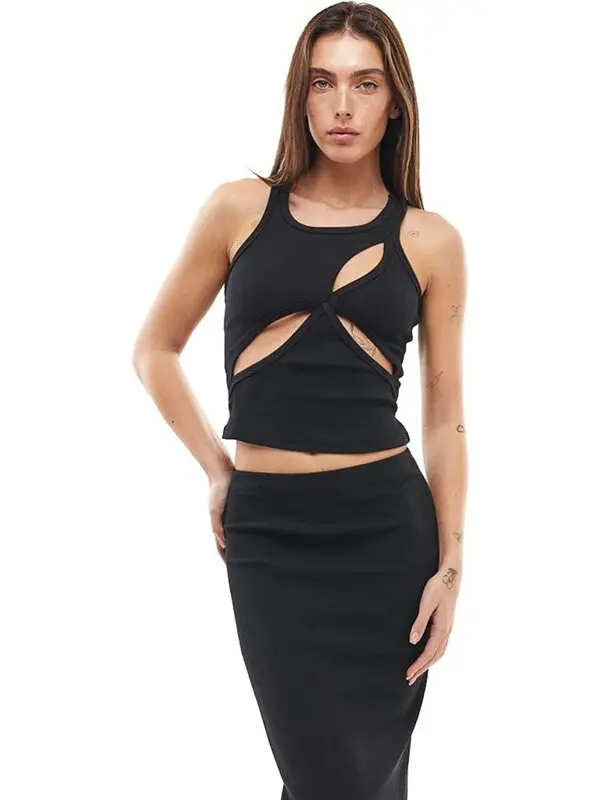MOTHER OF ALL Ariel Rib Top - Black