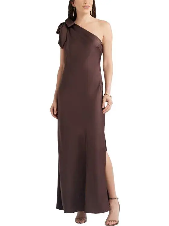 Chelsea28 Bow One-shoulder Maxi Dress - Brown