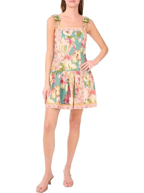 CECE DUPRAZ Floral Tie Strap Mini Dress - Tropic Night
