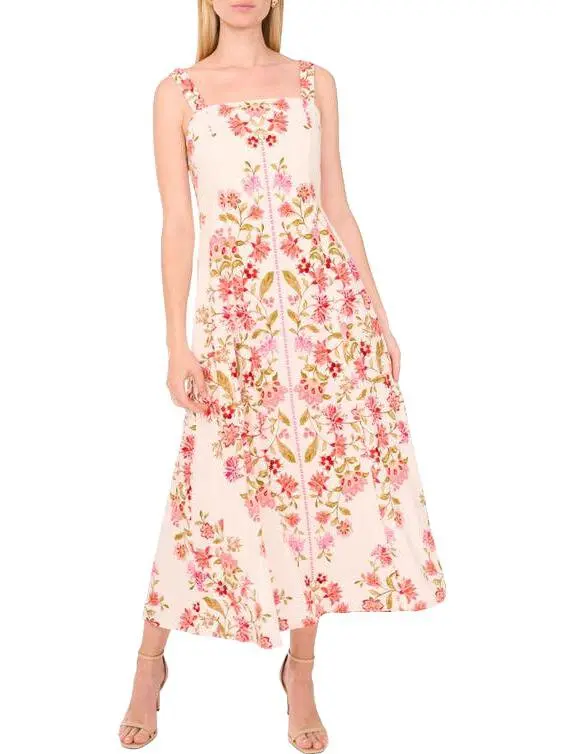 CECE DUPRAZ Embroidered Floral Midi Dress - Corsage