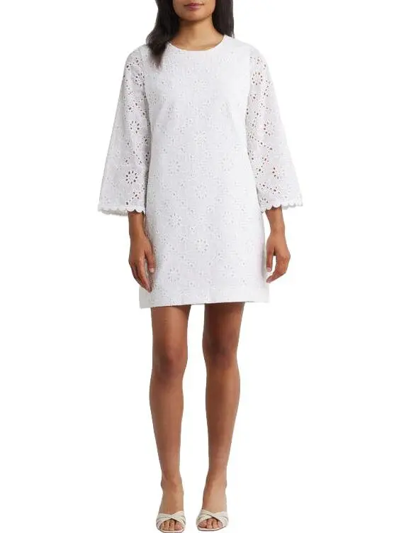 LILLY PULITZER® Eyelet Embroidered Shift Dress - Resort White Beach Haven