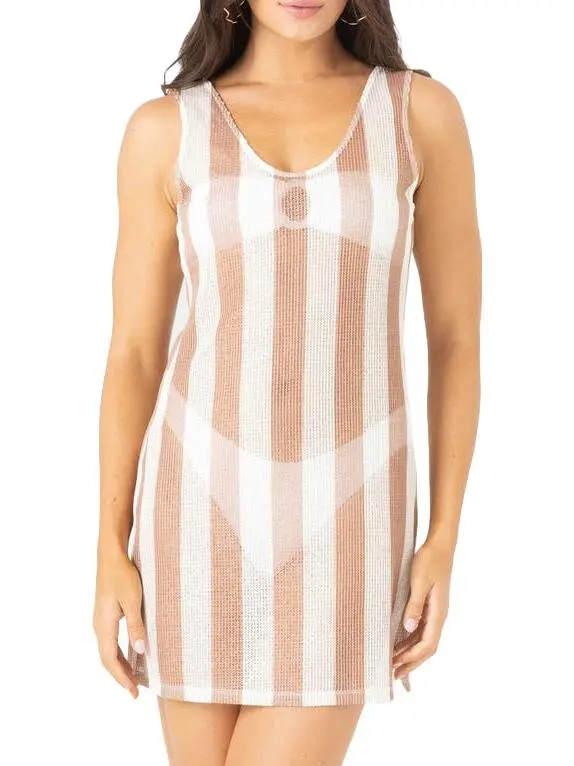 Roxy Stripe Sheer Cover-up Dress - Neutral Co