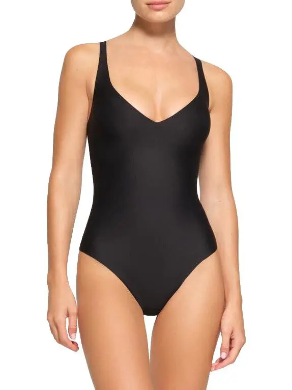 SKIMS Unlined Plunge Thong Bodysuit - Onyx