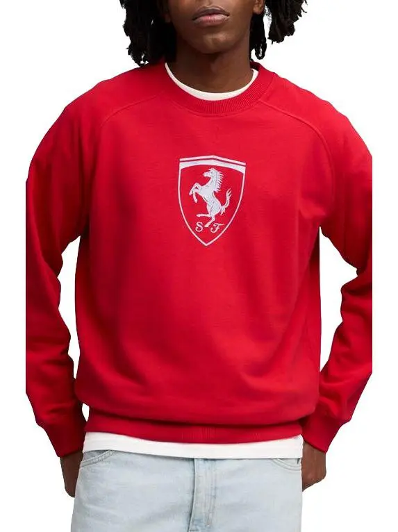 PUMA Scuderia Ferrari Sportswear Shield Crewneck Sweatshirt - Rosso Corsa