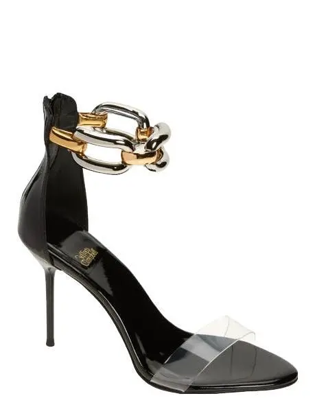 Jeffrey Campbell Chain-link Ankle Strap Sandals - Black Clear Multi