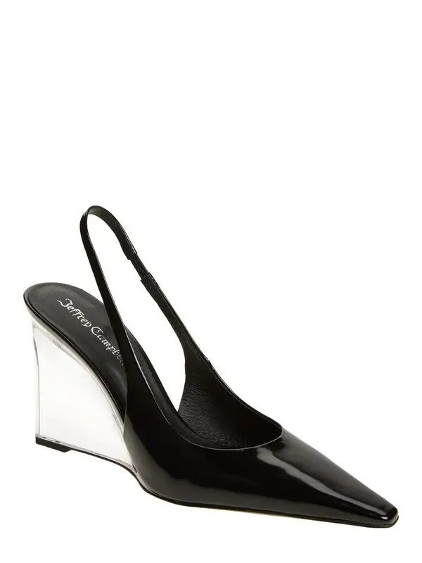 Jeffrey Campbell Glacial Slingback Wedge Pump - Black Box Clear