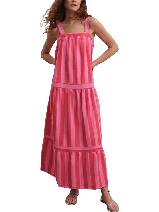 NEXT Striped Cotton Blend Maxi Dress - Pink
