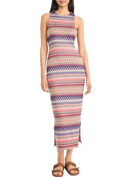 THE GOOD JOURNEY Sleeveless Stripe Knit Maxi Dress - Purple Multi