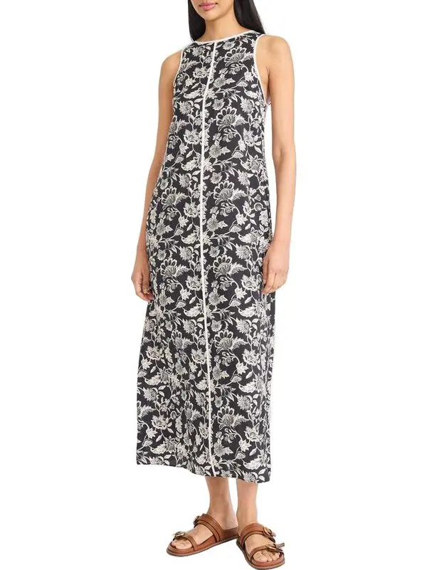 THE GOOD JOURNEY Floral Print Maxi Dress - Black/ivory