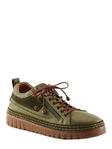 SPRING STEP SHOES Lauria Leather Sneakers - Olive Green