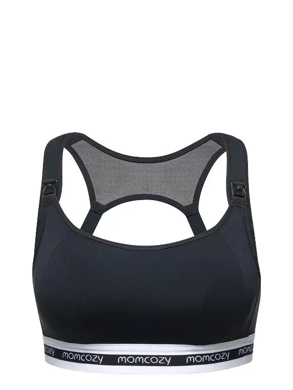 MOMCOZY Low Impact Nursing Sports Bra - Black