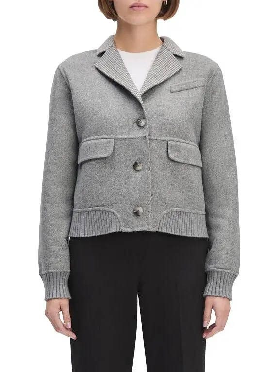 FAVORITE DAUGHTER The City Wool-blend Bomber Jacket - Grey/grey Houndstooth