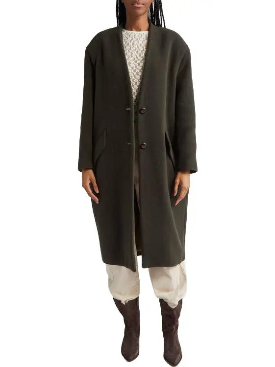 Isabel Marant Florane Wool-blend Coat - Dark Khaki