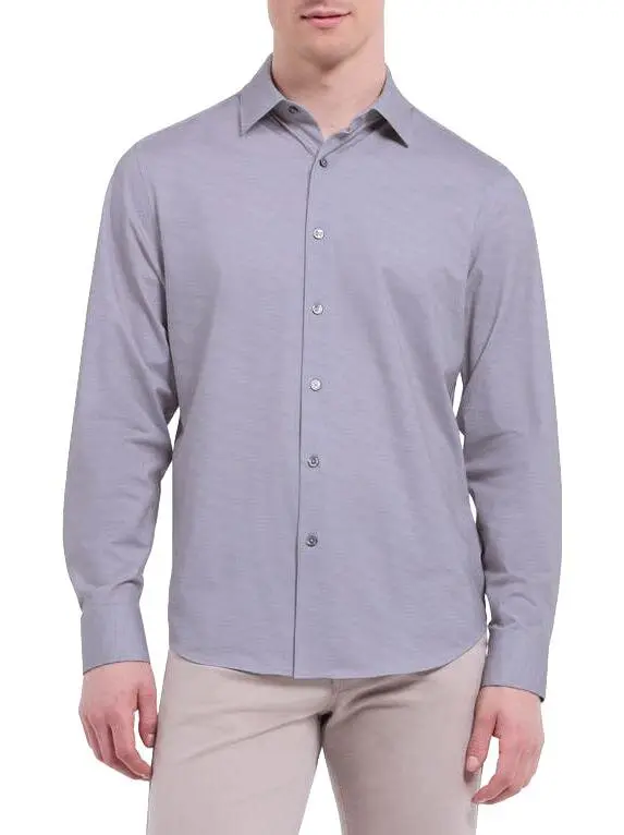 Bugatchi James Ooohcotton® Herringbone Button-up Shirt - Sand