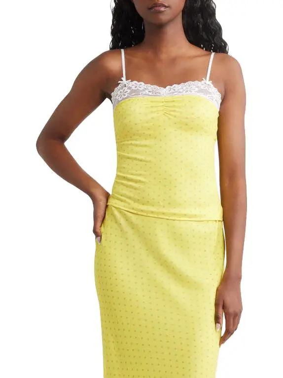 BELLA VENICE Evelyn Polka Dot Lace Trim Camisole - Yellow